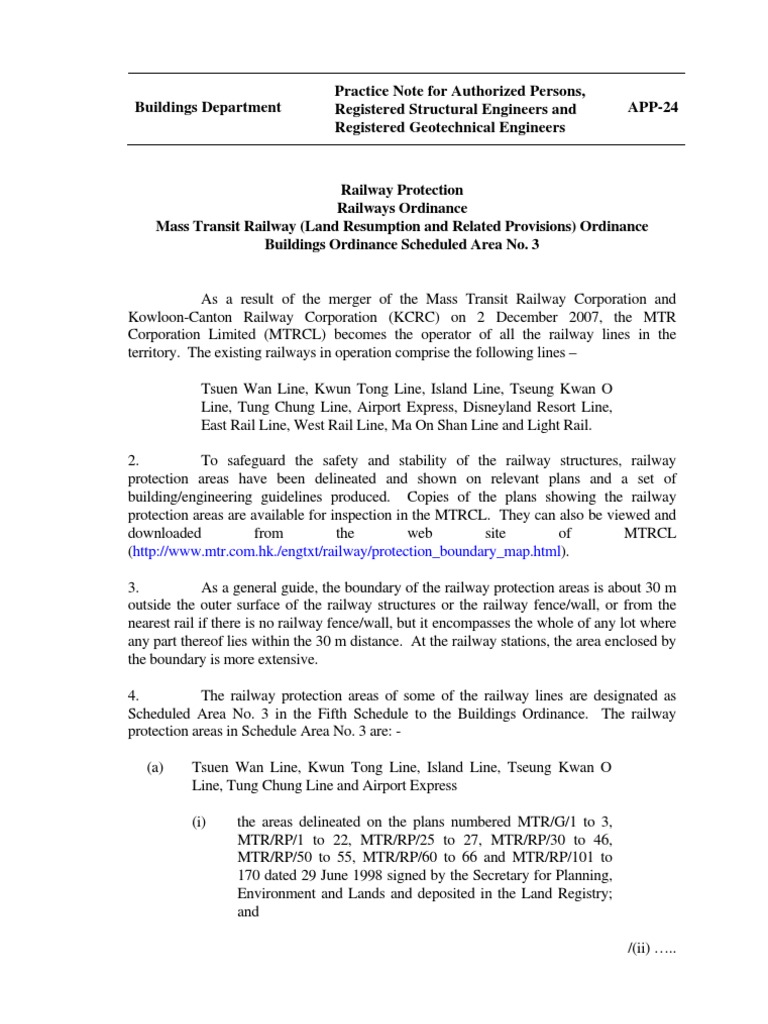 Railway Protection Guidelines for Building Works | PDF | Civil ...