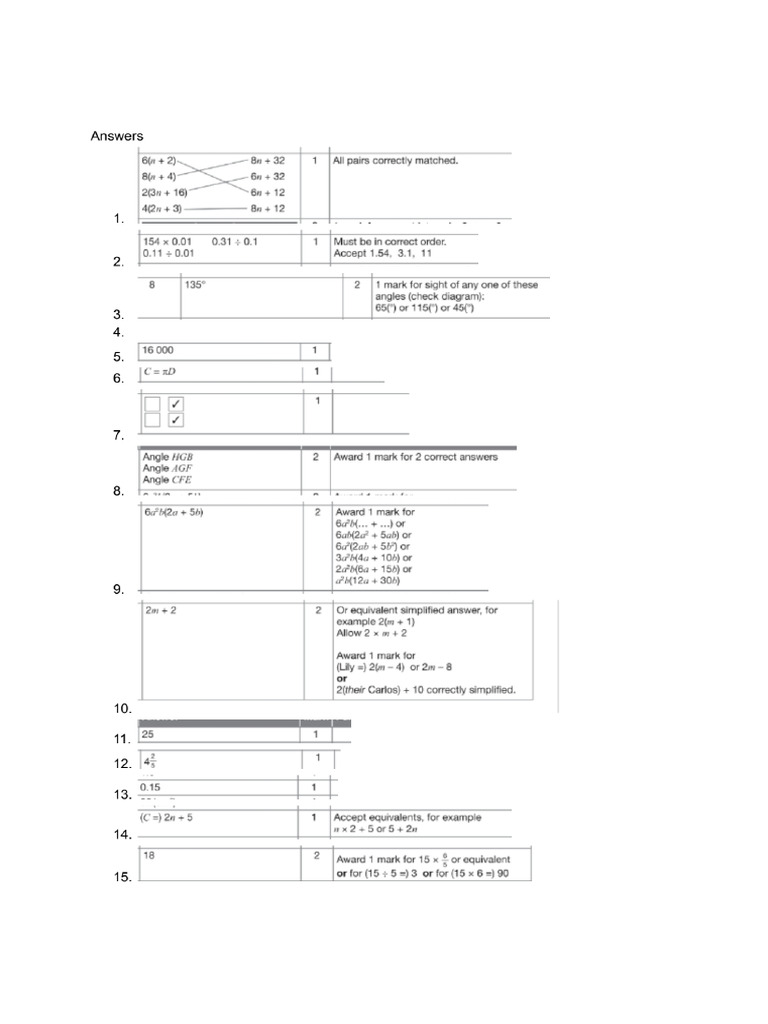 G7 SA2 REVISION Worksheet Answers | PDF