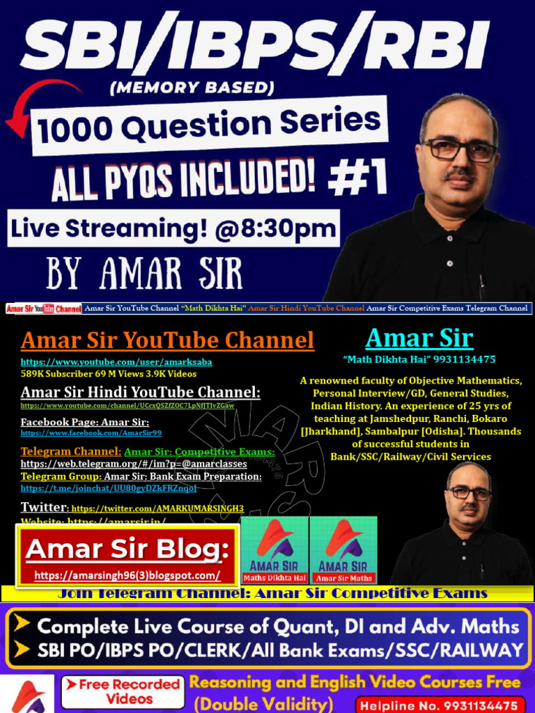 Amar Sir YouTube Channel Overview | PDF