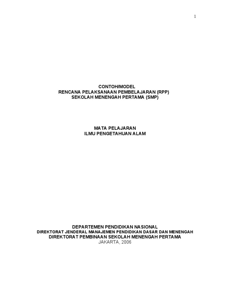 Contoh Model RPP IPA SMP Tim Teknis FM | PDF
