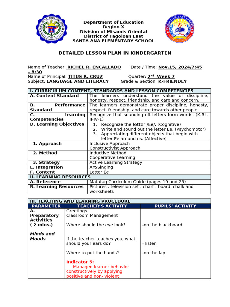2nd Quarter COT 2024 2025 Letter Ee 1 | PDF | Curriculum | Learning