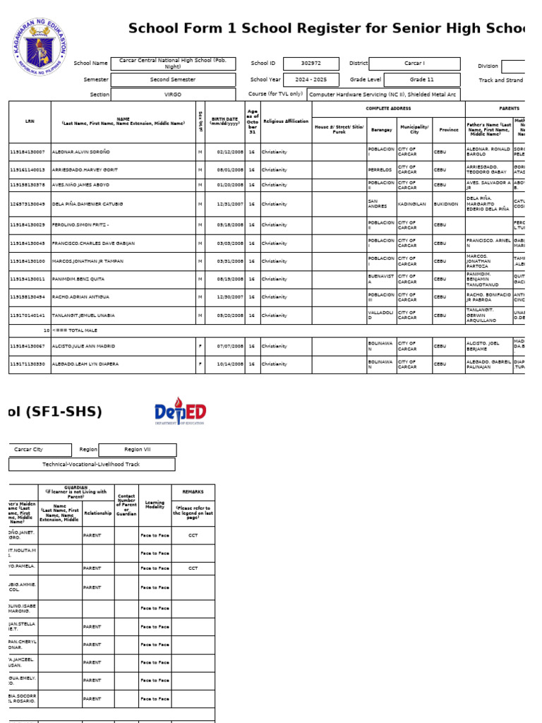 School Form 1 (SF 1) (9) | PDF