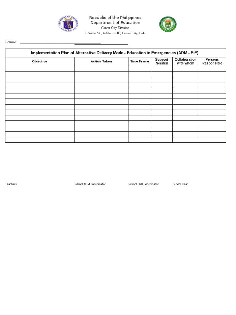 Blank Template - ADM EiE - Implementation Plan | PDF