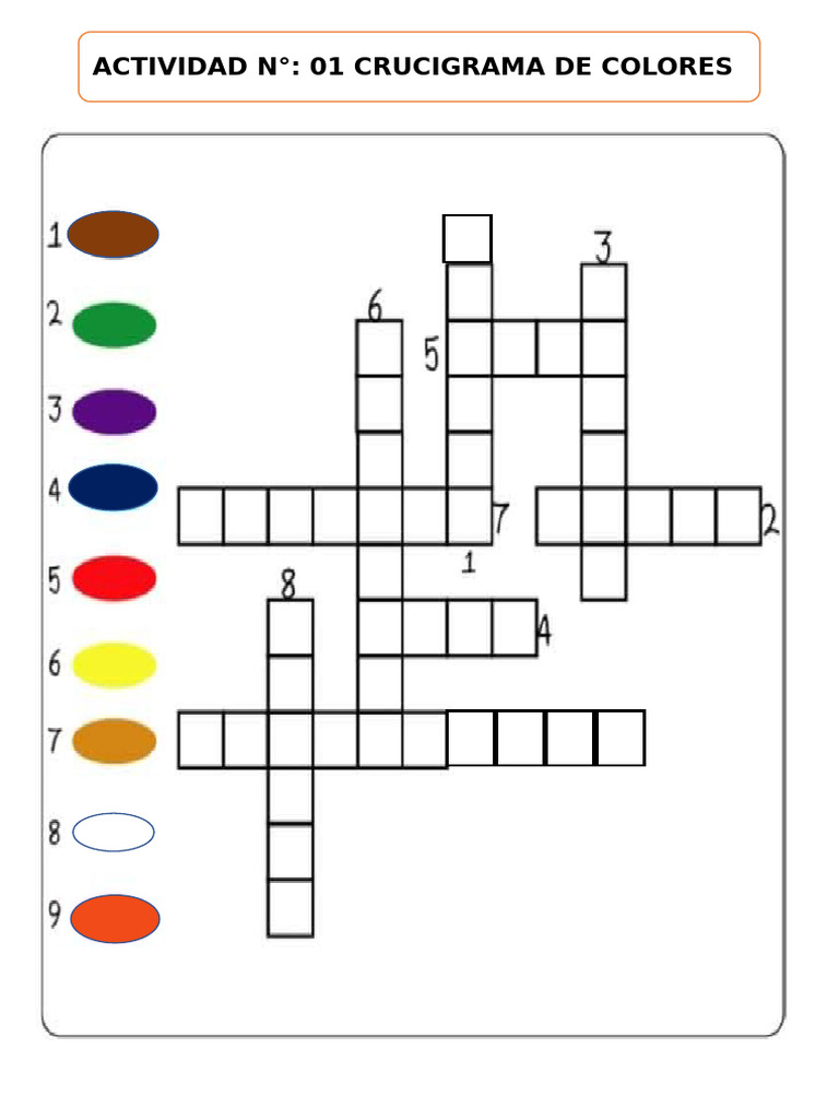 Crucigrama de Colores Frios y Calidos | PDF