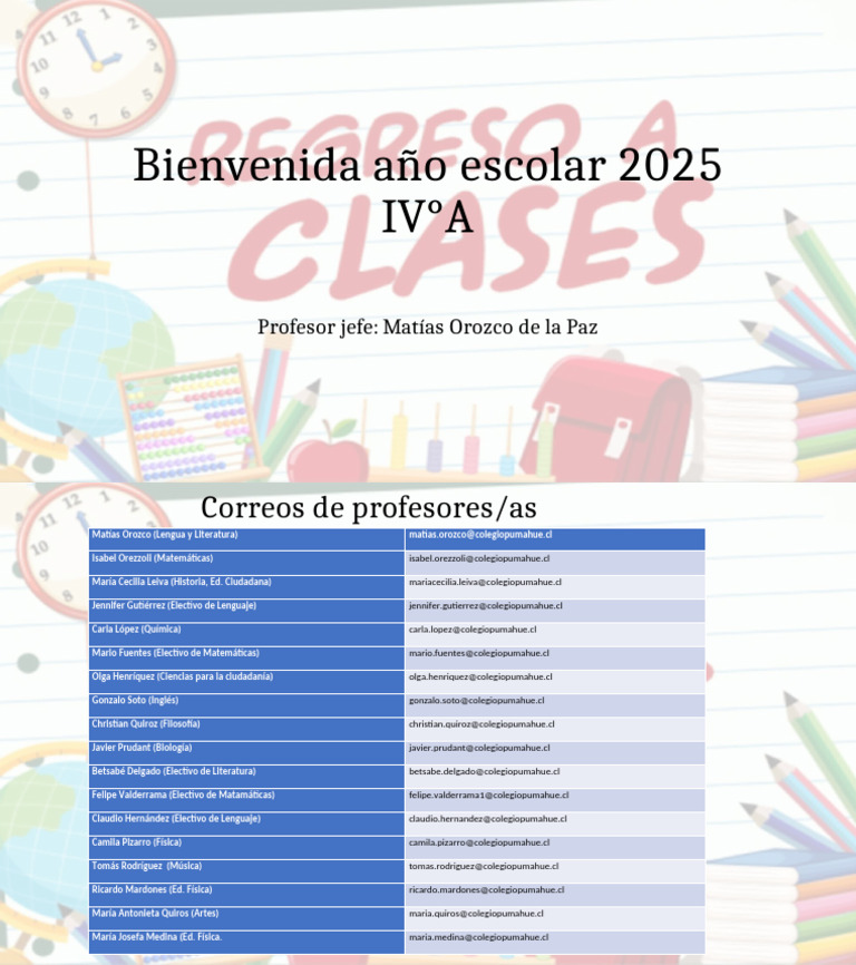 Bienvenida Año Escolar 2025 | PDF