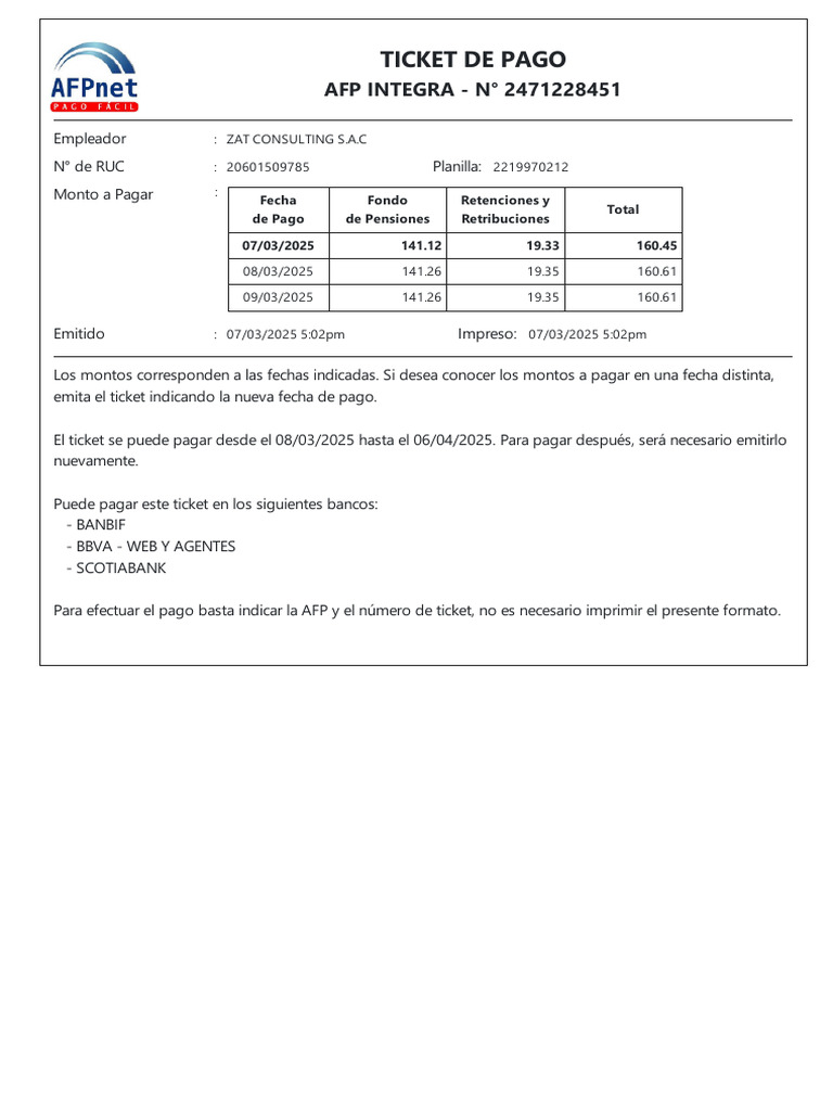 Ticket Afpnet 01-2025 | PDF