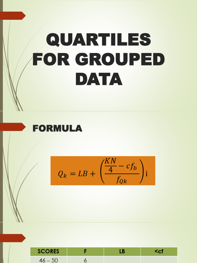 Quartile Calculations for Grouped Data | PDF | Descriptive Statistics ...