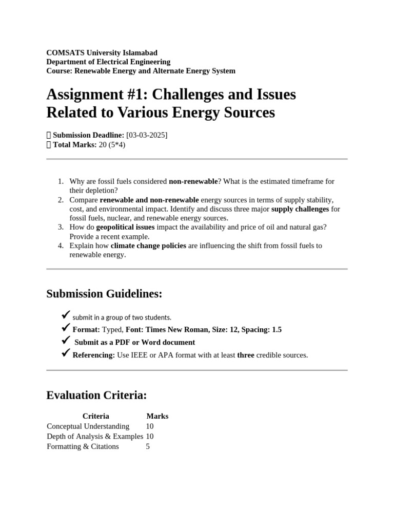 Energy Sources: Challenges & Issues Analysis | PDF