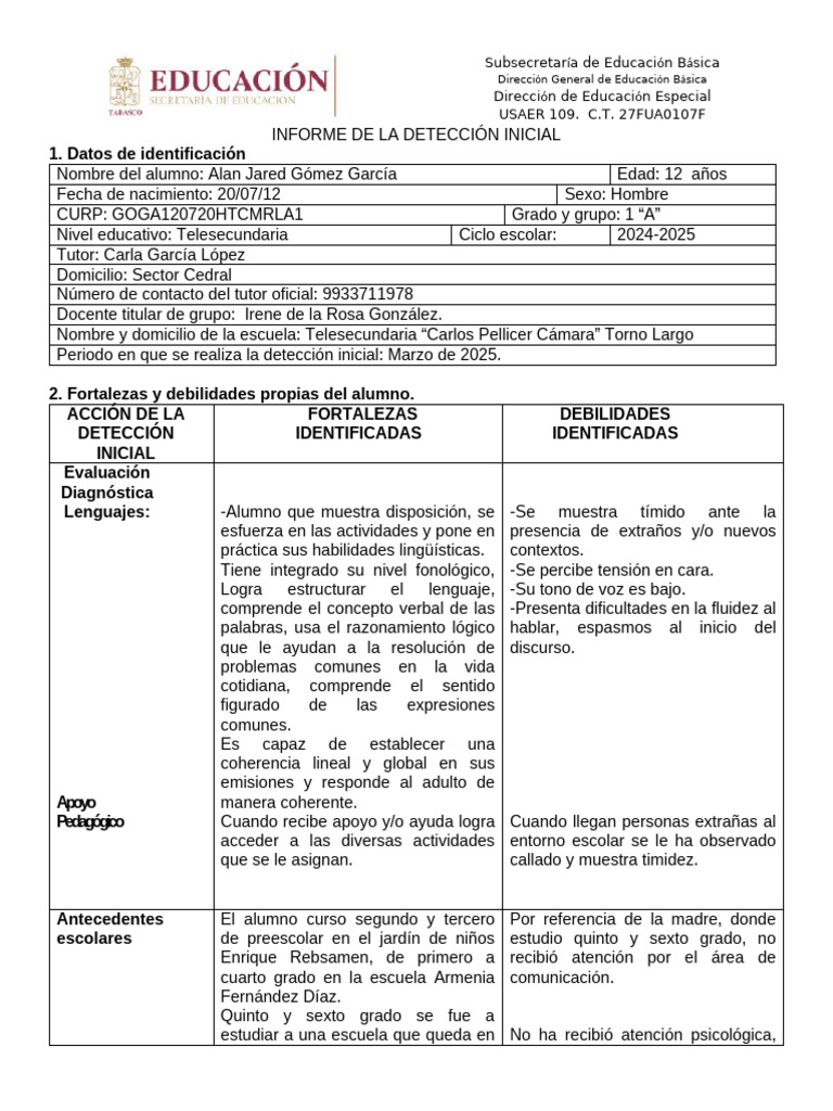 Alan Jared Informe-Plan-Telesecundaria | PDF | Maestros | Educación ...