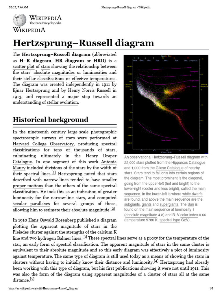 Hertzsprung-Russell Diagram | PDF | Stars | Astronomical Objects