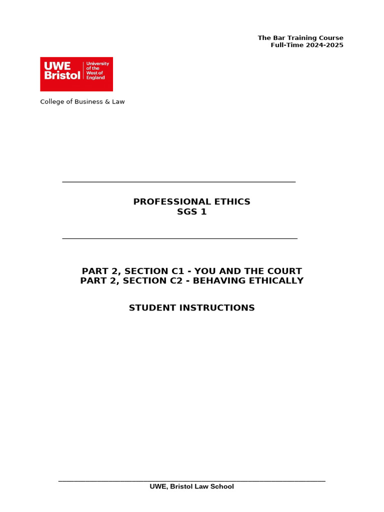 Ethics SGS 1 SI 24-25 | PDF | Prosecutor | Witness
