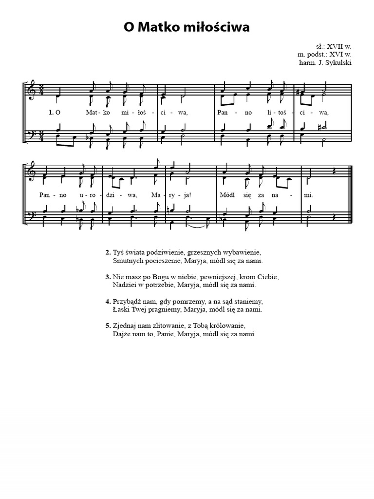 O Matko Milosciwa | PDF