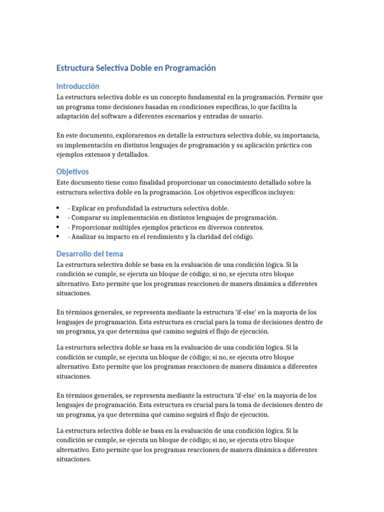 Estructura Selectiva Doble En Programación Pdf Programación De 6376