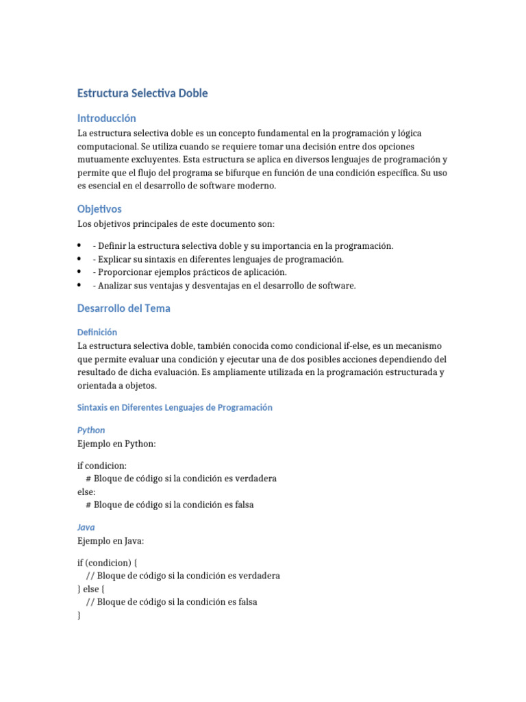 Estructura Selectiva Doble | PDF | Programación de computadoras | Python (lenguaje de programación)