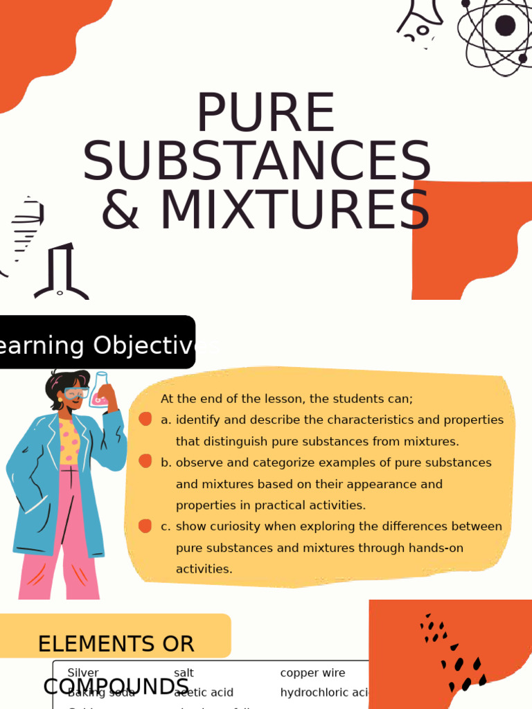 Pure Substances & Mixtures Educational Presentation in orange modern ...