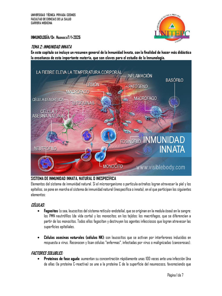Tema 2. Inmunidad Innata | PDF | Sistema inmune innato | Sistema inmune