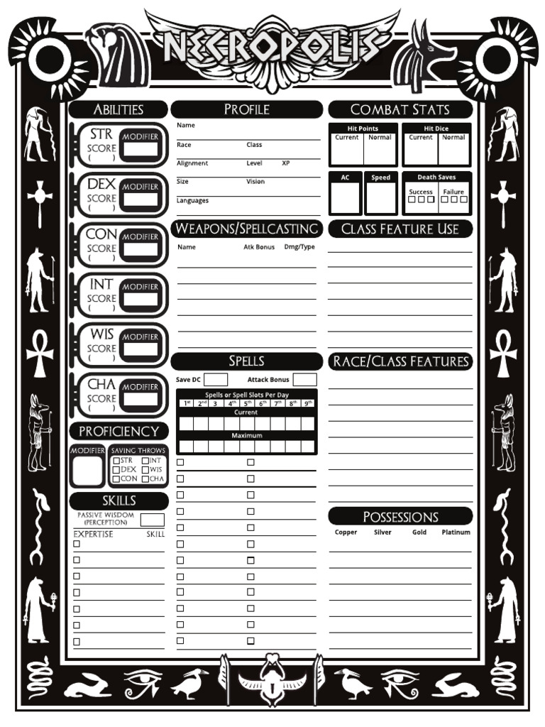 Necropolis 5 e Character Sheet | PDF