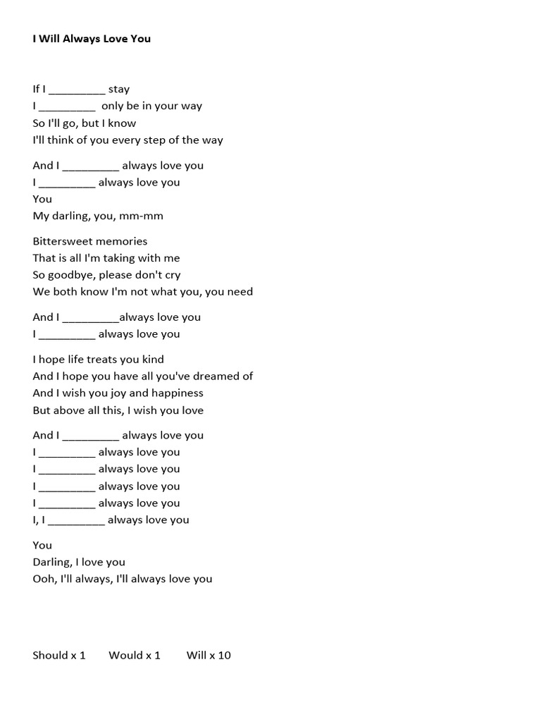 I Will Always Love You | PDF