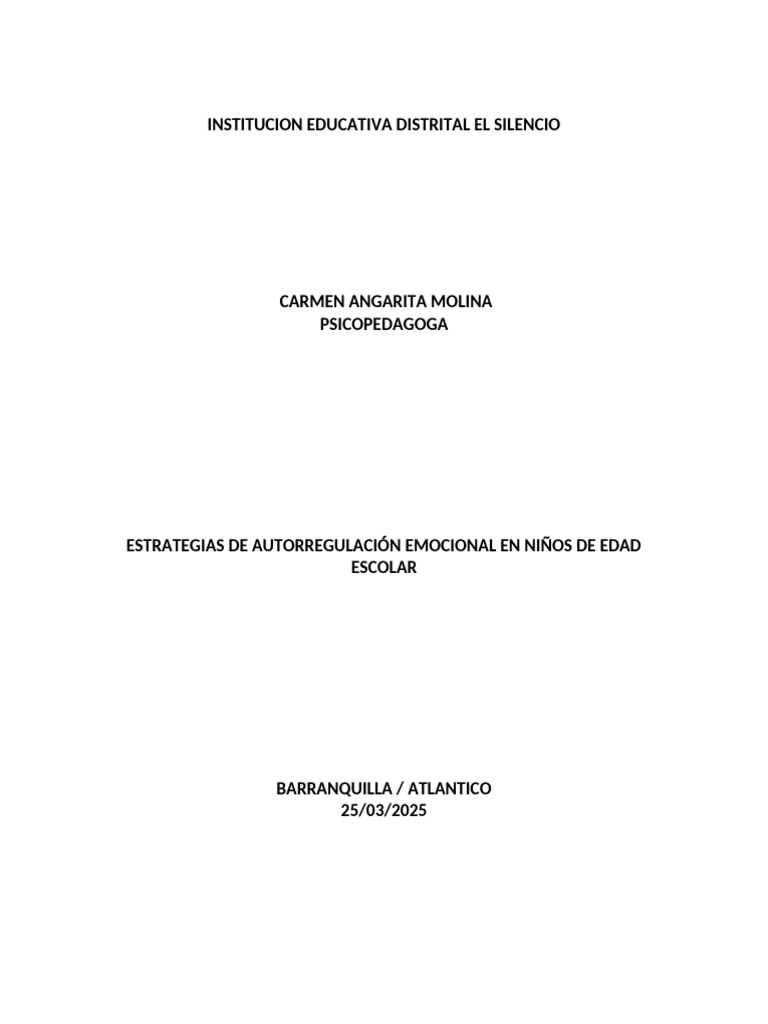 10 Estrategias de Autorregulación Infantil | PDF | Autorregulación ...