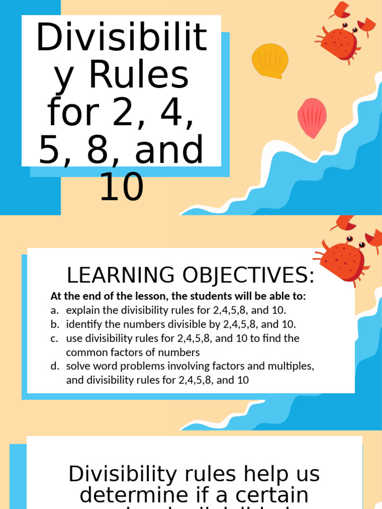 Divisibility Rulesby 2,4,5,8,10 | PDF