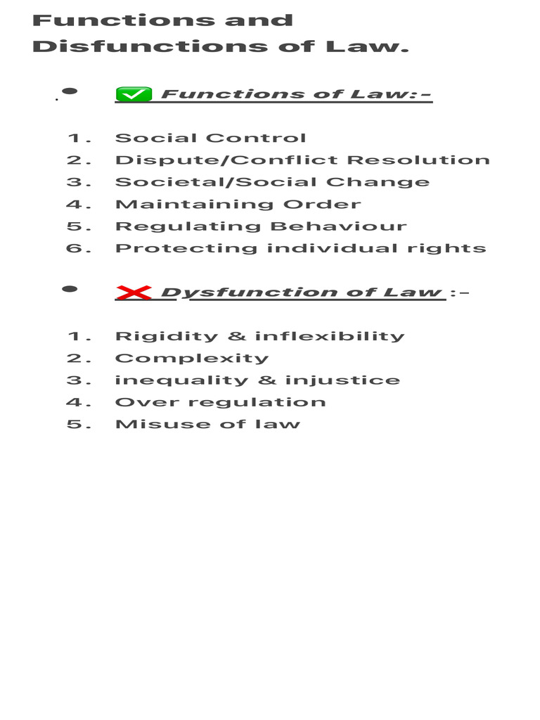 Functions and Disfunctions of Law. | PDF