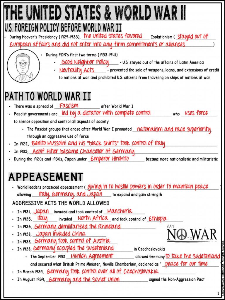 History Gal_Key WWII Guided Notes | PDF | Internment Of Japanese Americans