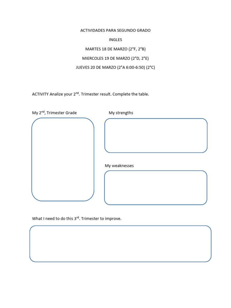 Actividades Para Segundo Grado A | PDF