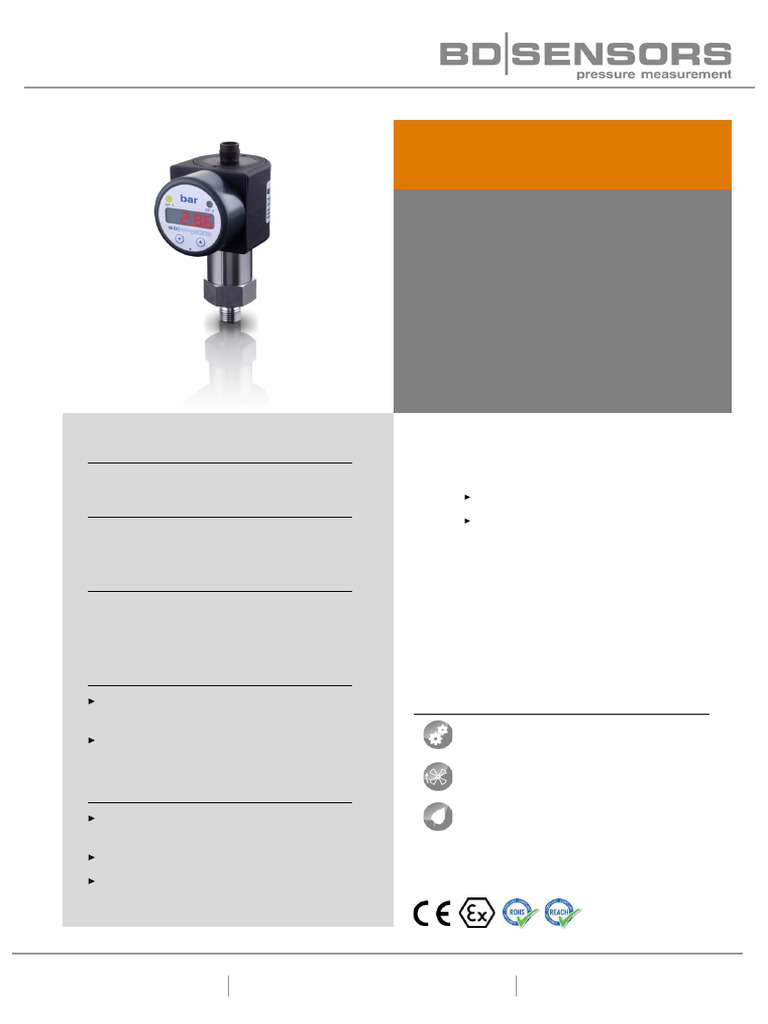 DS 200 Electronic Pressure Switch Overview | PDF | Switch | Electrical ...