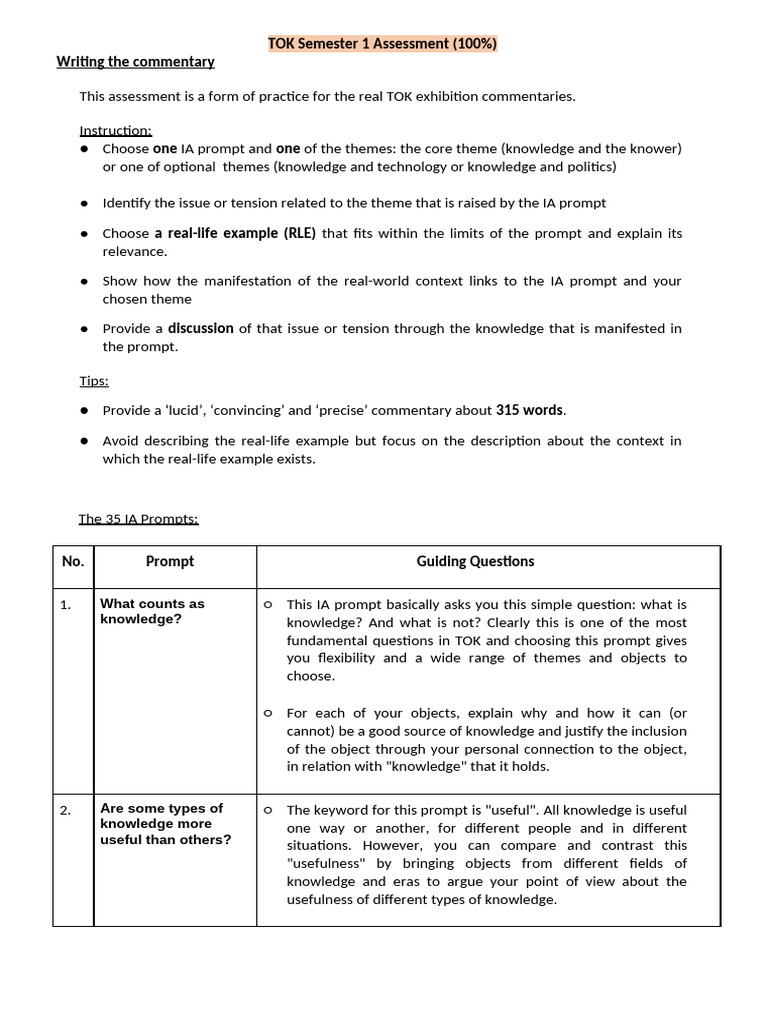 TOK Exhibition Commentary Guide 2024 | PDF | Knowledge | Evidence