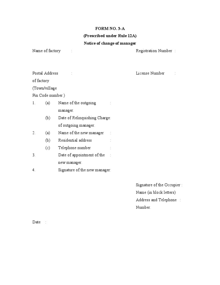 Form - 3A - Notice of Change of Manager | PDF | Computers | Technology ...