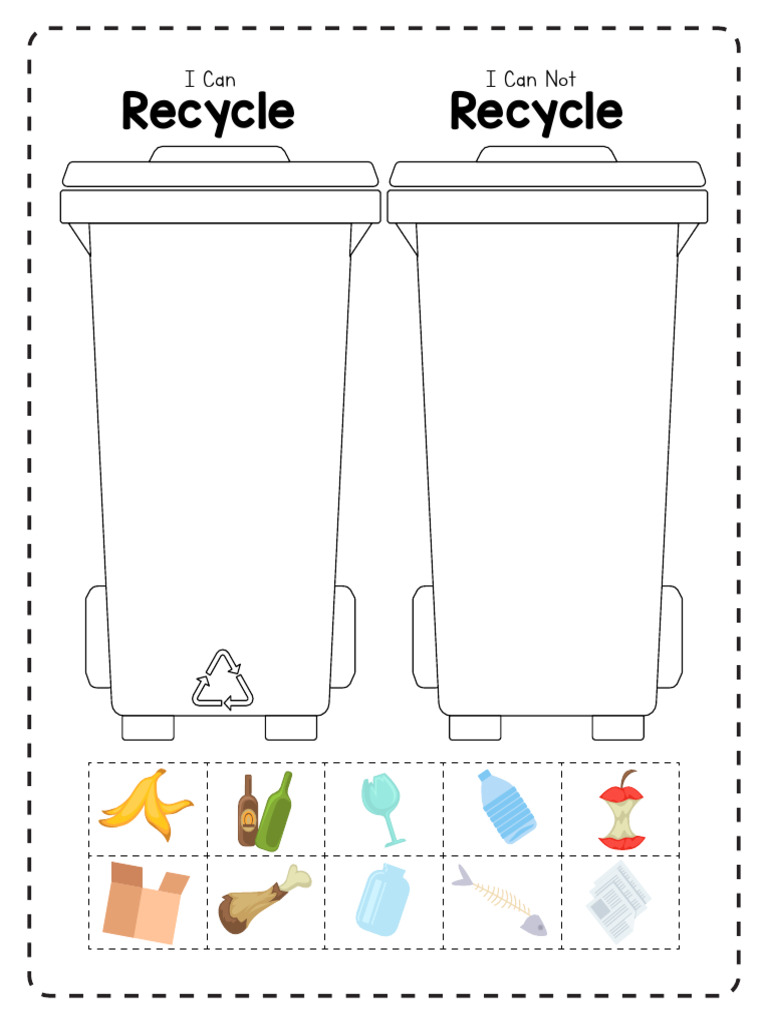 Kids' Recycling Activity Worksheet | PDF | Recycling | Reuse
