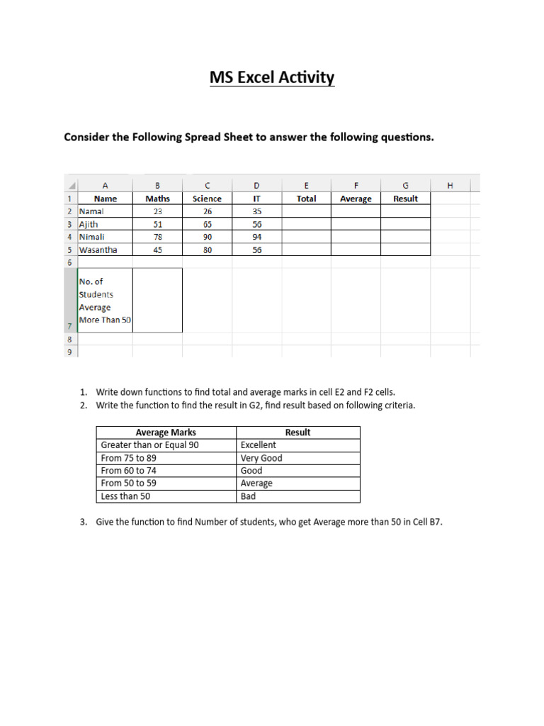 Excel Activity: Grading Functions Guide | PDF
