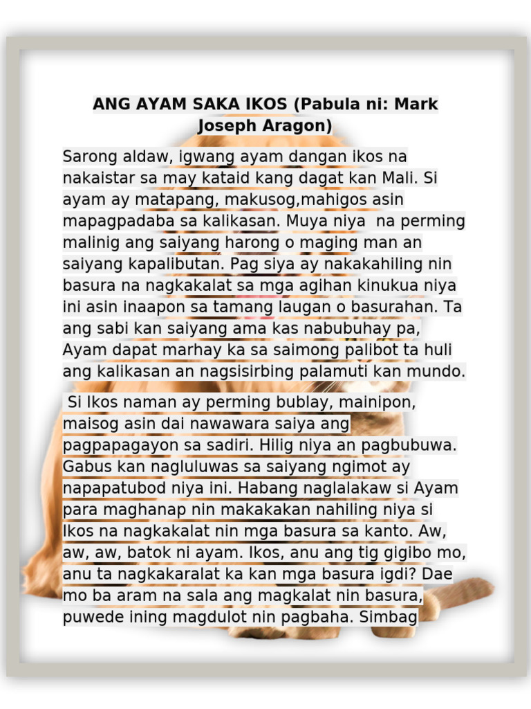 Si Ayam Saka Ikos Bikol Story 2 | PDF
