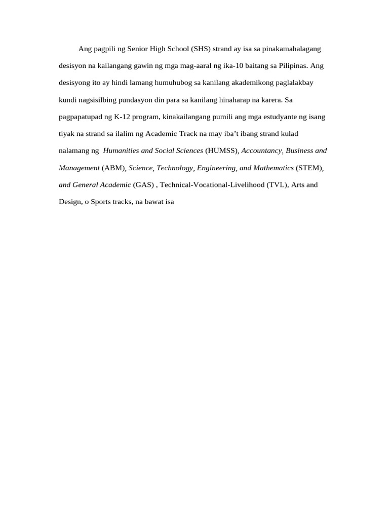 Strand Choice | PDF