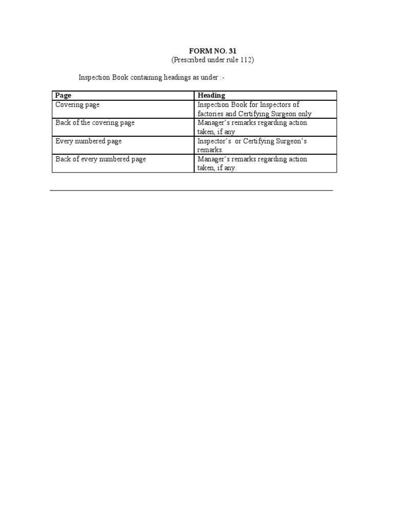 Form - 31 - Inspection Book | PDF