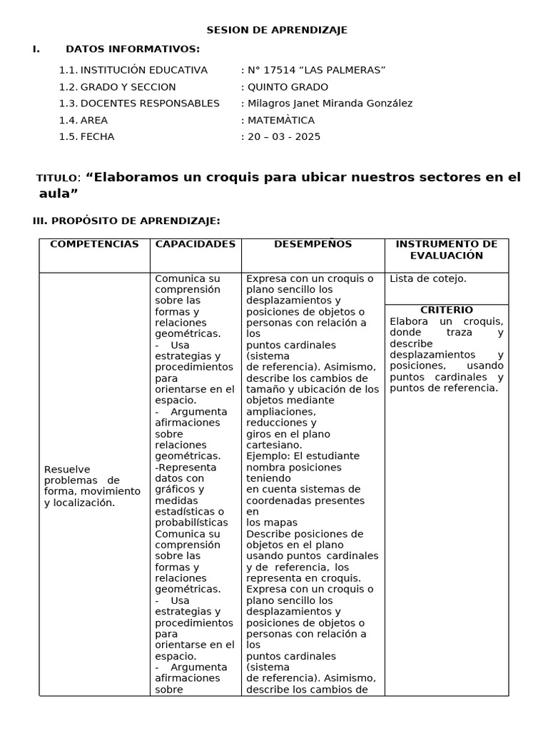 Croquis para Ubicar Sectores en Aula | PDF | Aprendizaje