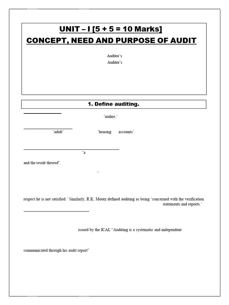AUDIT NOTES 5TH SEMESTER CU | PDF | Audit | Bookkeeping