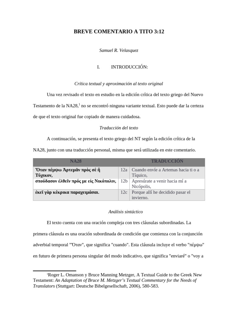 Breve Comentario A Tito 3 12 | PDF | Pablo el apóstol | Oración ...