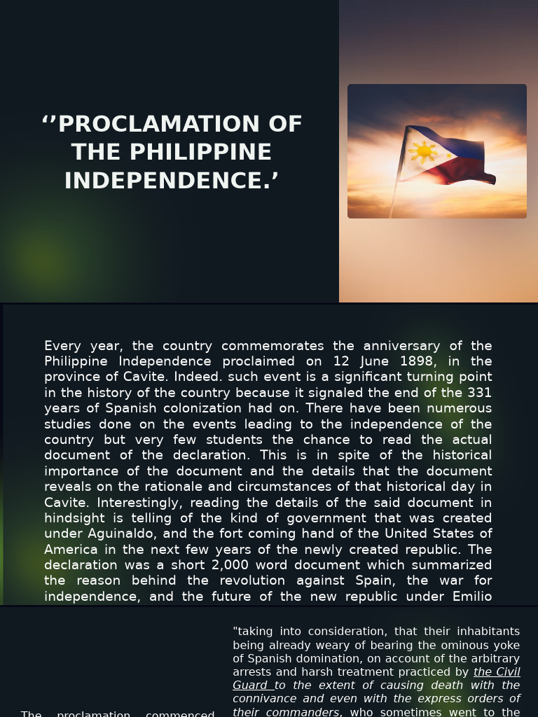 Proclamation of Independence Finalized | PDF | Philippines | Spanish ...