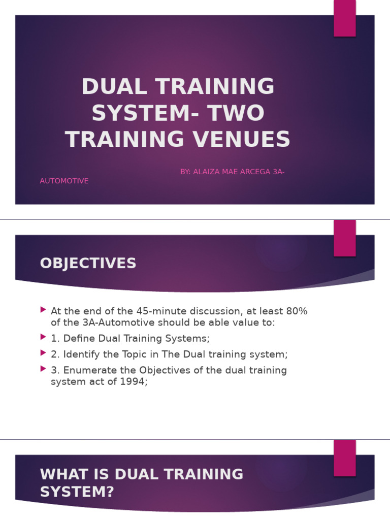 Dual Training System Two Training Venues | PDF
