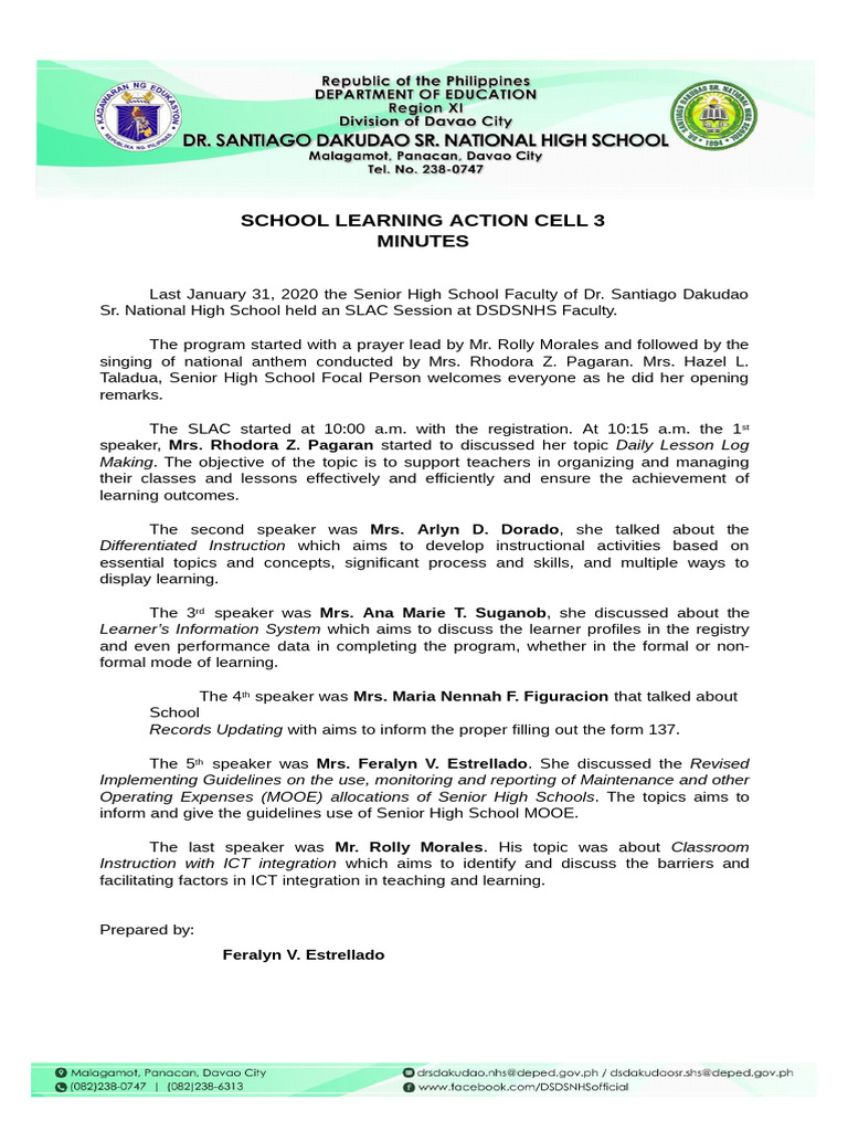 Lac Session Minutes | PDF