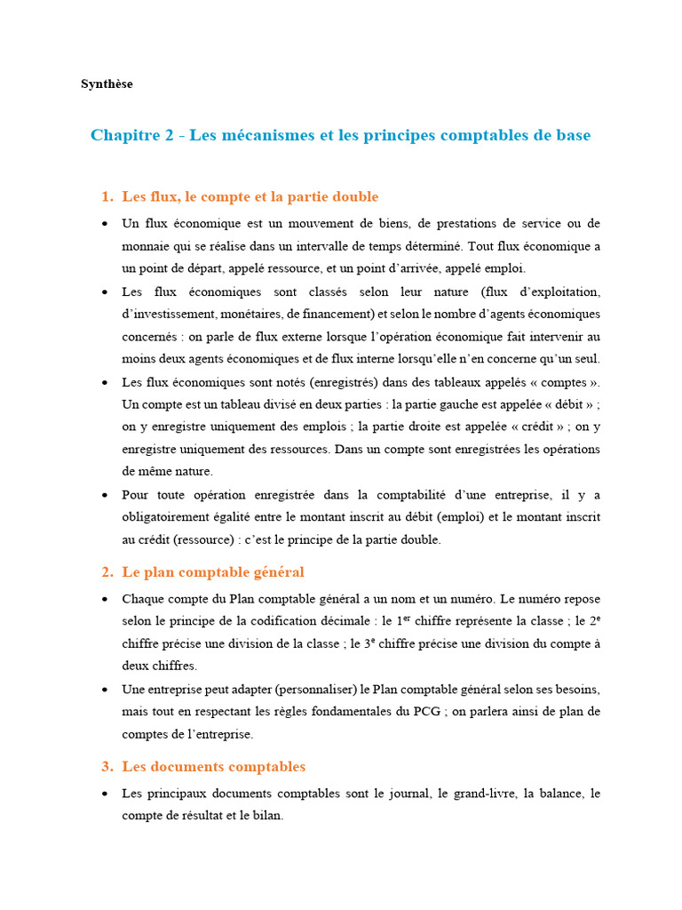 Mécanismes Comptables de Base et Flux Économiques | PDF | Bilan ...