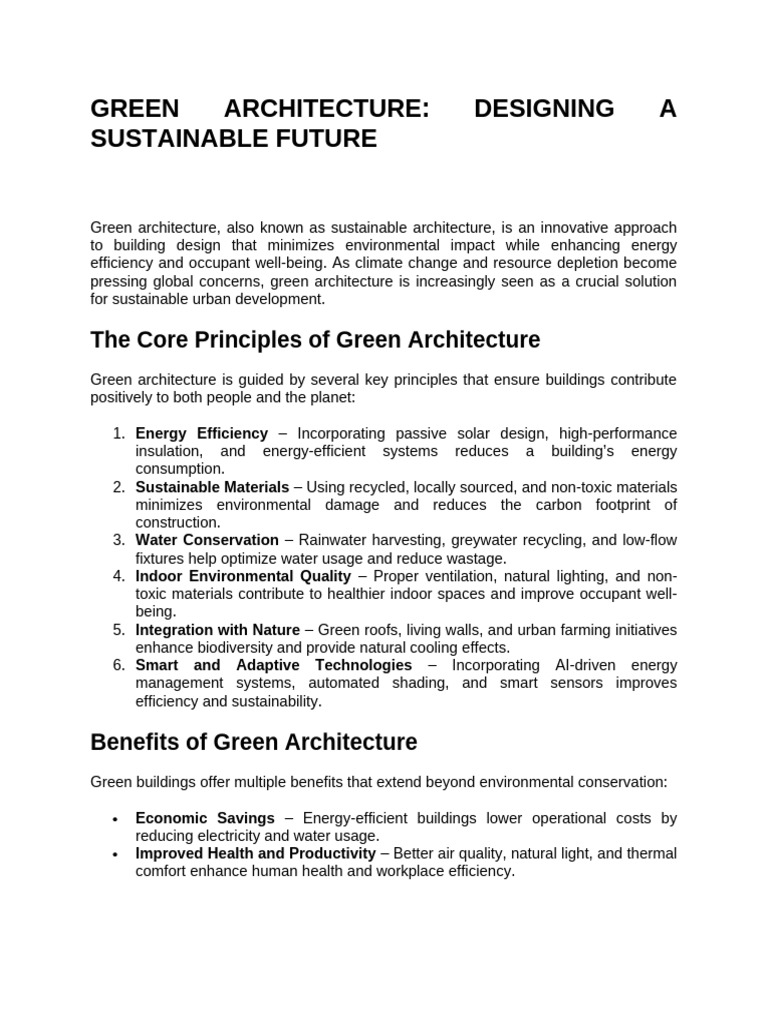 Green Architecture - Designing A Sustainable Future | PDF | Sustainable ...