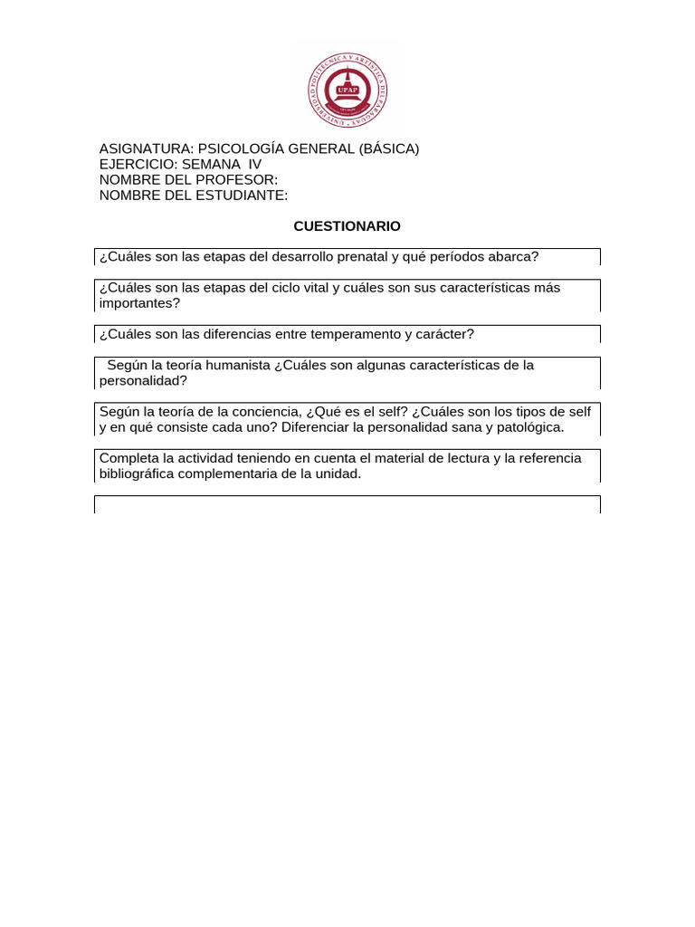 Semana+IV Ficha Psicolog%c3%8da+General+%28b%c3%81sica%29 | PDF