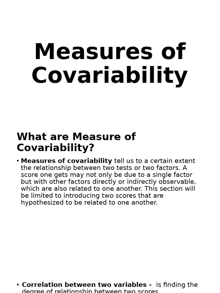 Understanding Covariability and Correlation | PDF | Statistical ...