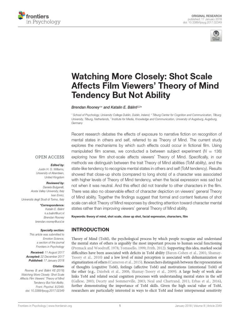 Watching More Closely Shot Scale Affects Film View | PDF | Mind ...