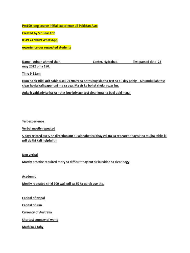 Pma150Lc Complete Experiences All Asrc | PDF | Pakistan