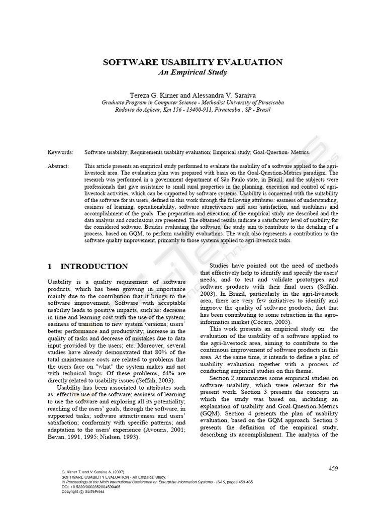 52 - Software Usability Evaluation - An Empirical Study | PDF | Usability | Evaluation