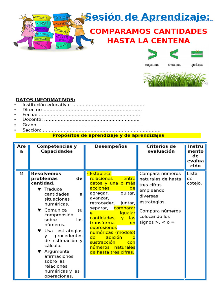 2° Sesión Día 2 Mat Comparamos Cantidades Hasta La Centena | PDF | Aprendizaje | Cognición