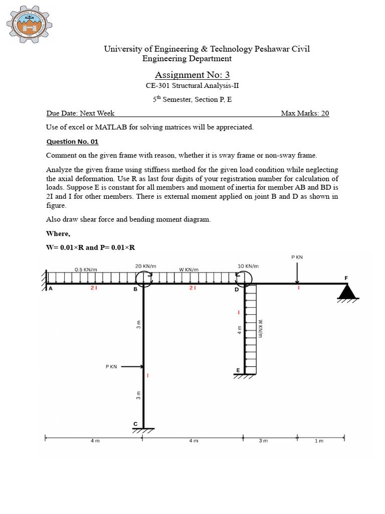 Structural Analysis Assignment CE-301 | PDF